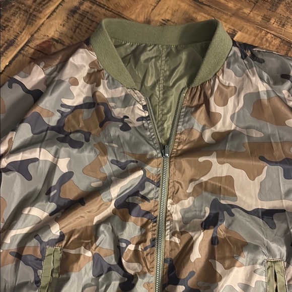 Love Tree | Jackets & Coats | Love Tree Green And Brown Bomber Jacket ...
